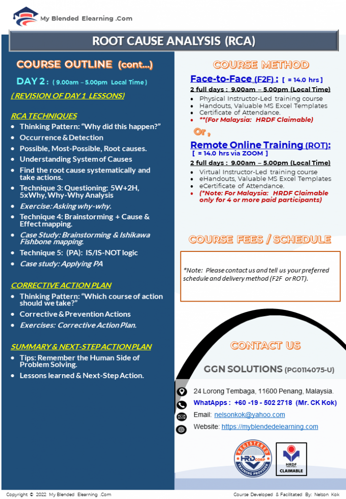 ROOT Cause Analysis (RCA) - Remote Online Training (ROT)